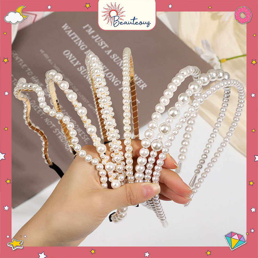 Jual Bando Rambut Fashion Wanita Korean Style Aestetik Mutiara ...