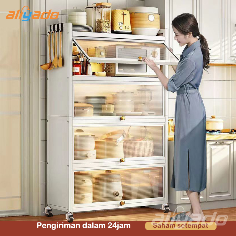Jual Rak Lemari Dapur Microwave Lemari Piring Minimalis Rak Oven Multi-layer Rak dapur Dengan ...