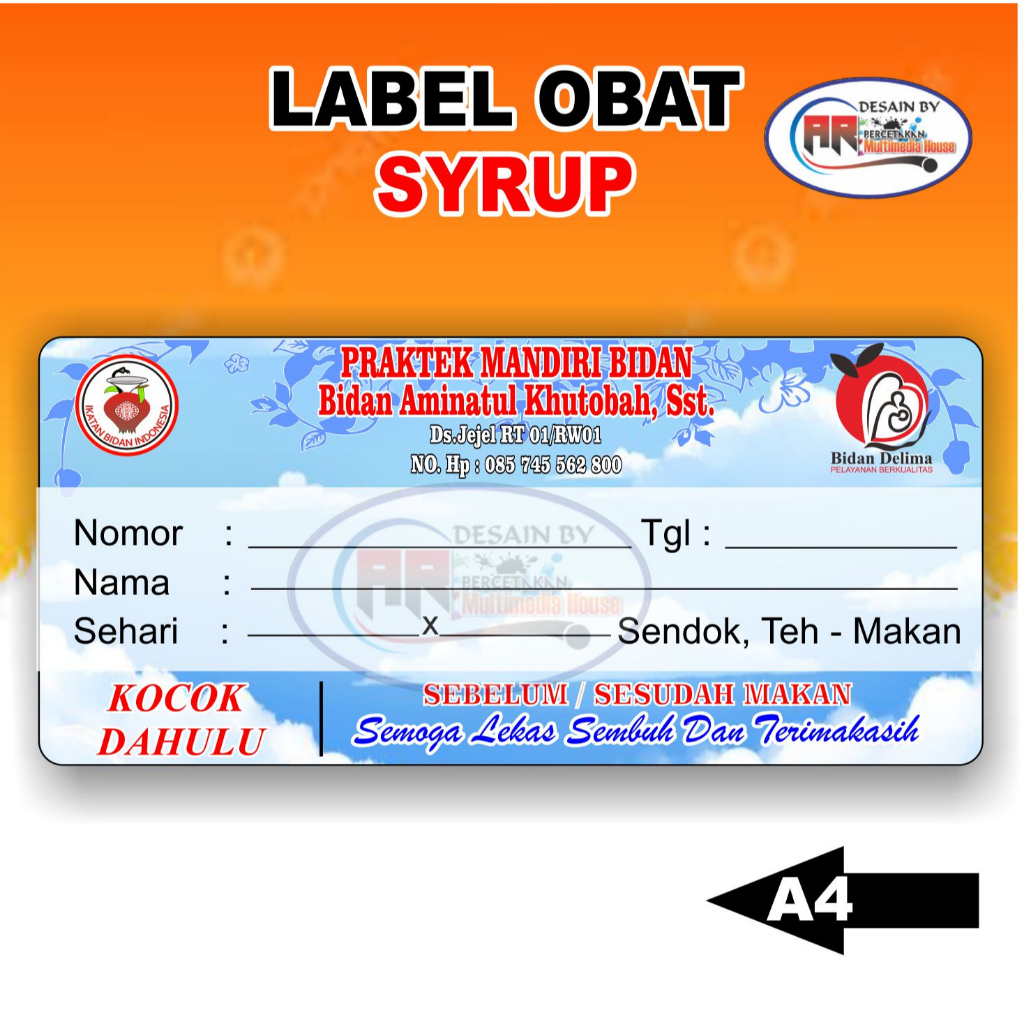 Jual Label obat syrup / label obat sirup / stiker obat / stiker obat ...