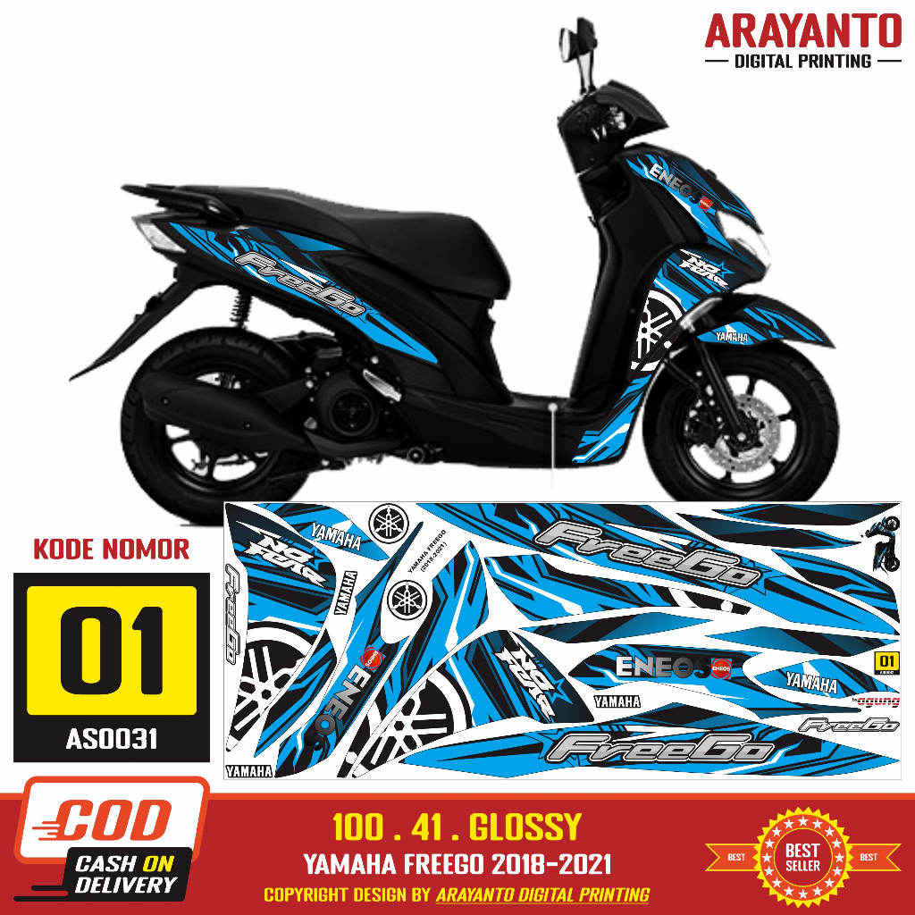 Jual Stiker Striping Yamaha Freego 2018-2021 AS0031 No Fear Grafis Doff ...