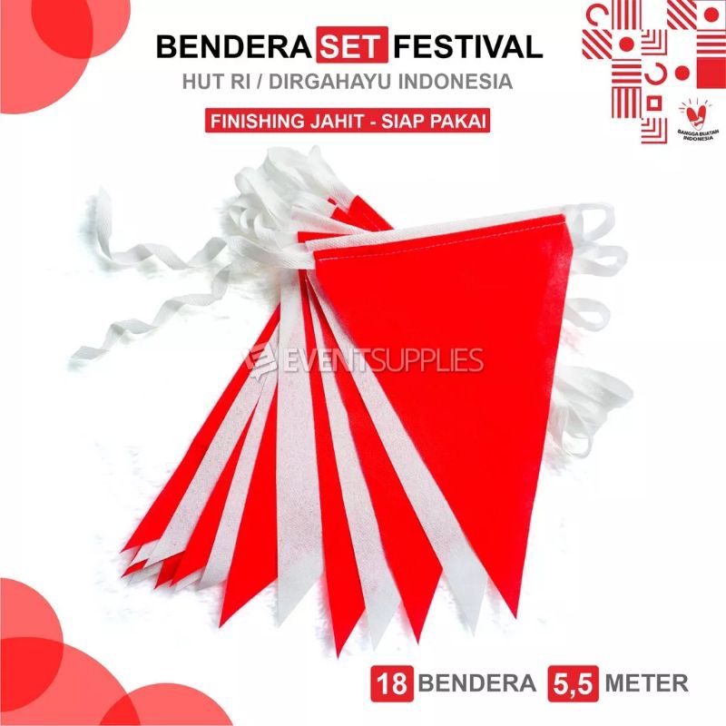 Jual Bendera Segitiga Merah Putih / Bunting Flag Segitiga Merah Putih (18 lembar) | Shopee Indonesia