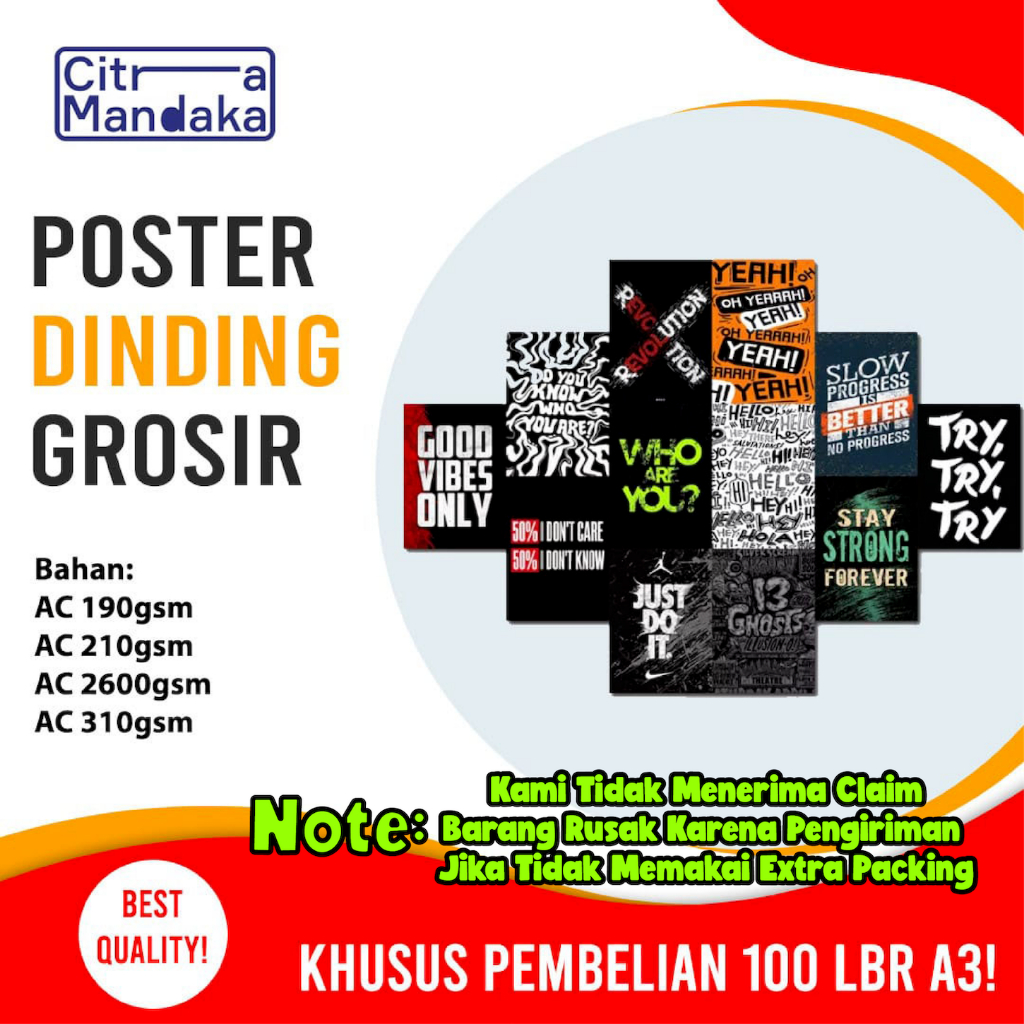 Jual Cetak Poster Custom A3 Grosir | Print Kertas Art Carton | Shopee ...