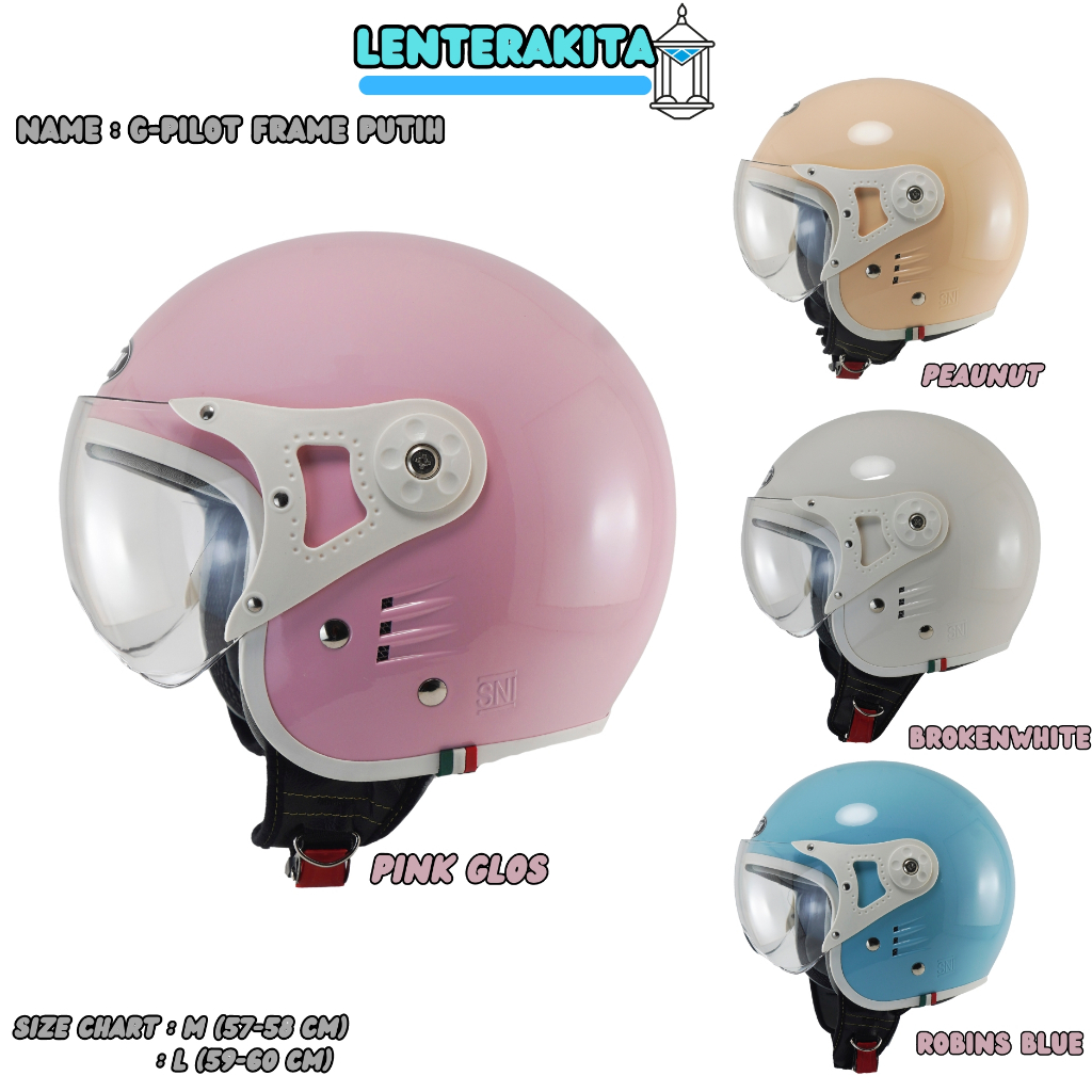 Jual Helm Bogo Retro Pilot Italy Ori Pria Wanita Hijab Dewasa Warna ...