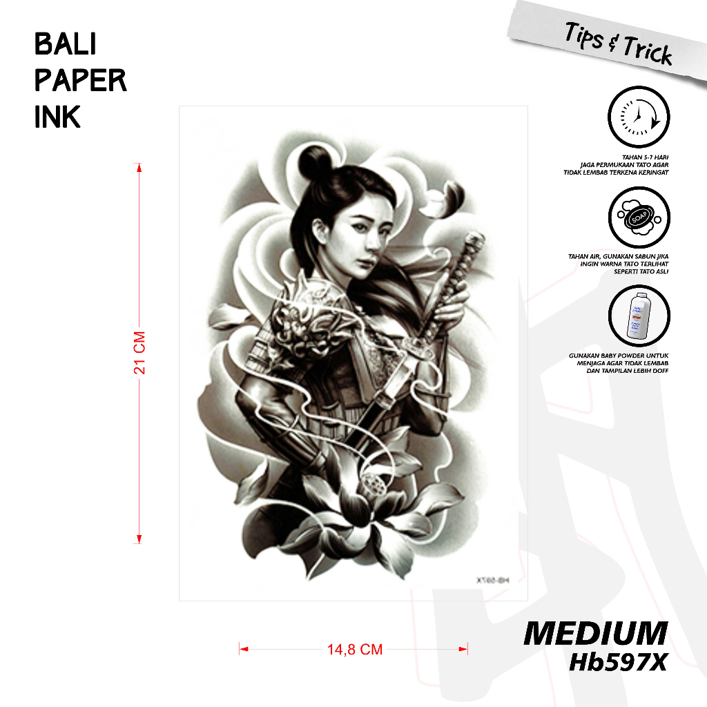 Jual HB597X - Medium - Basic Tato - By Bali Paper Ink Temporary Tatto ...