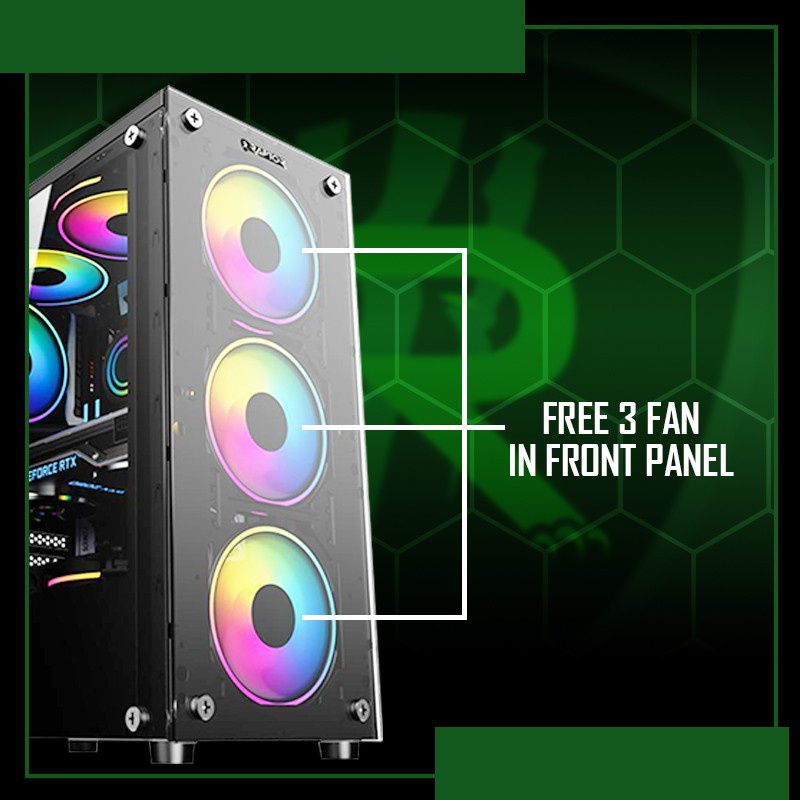 Jual RAPTOR 1652 Casing PC Gaming case Tempered Glass Transparan Fan ...
