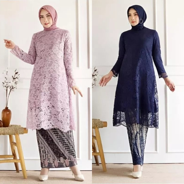 Jual Setelan Kebaya Modern Tunik Brukat , Set Kebaya Brokat Baju Kurung ...