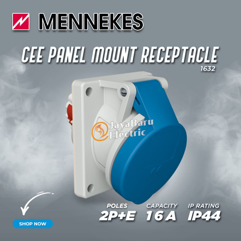 Jual MENNEKES Panel Mount Socket Receptacle 2P+E / 3 Pin 16A IP44 ...
