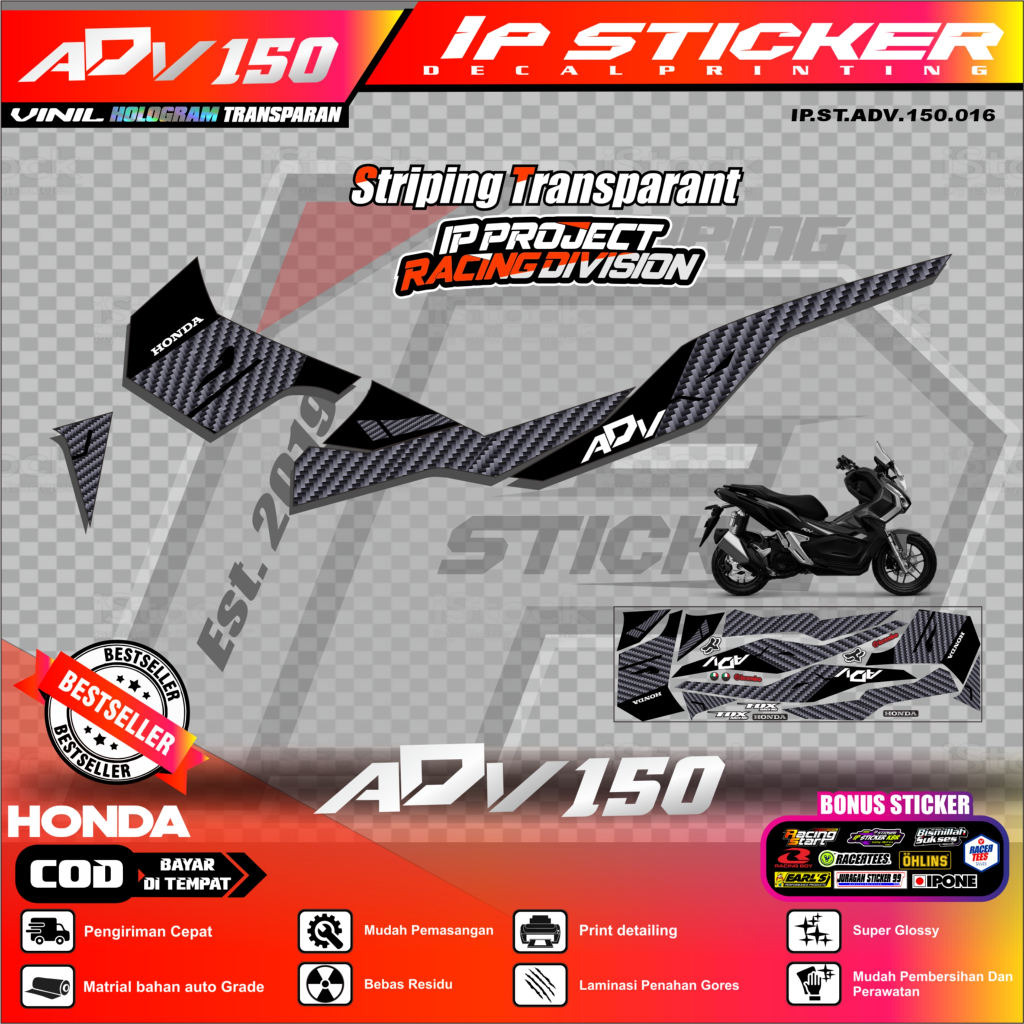 Jual (cod) sticker motor ADV 150 - striping variasi list honda ADV 150 ...