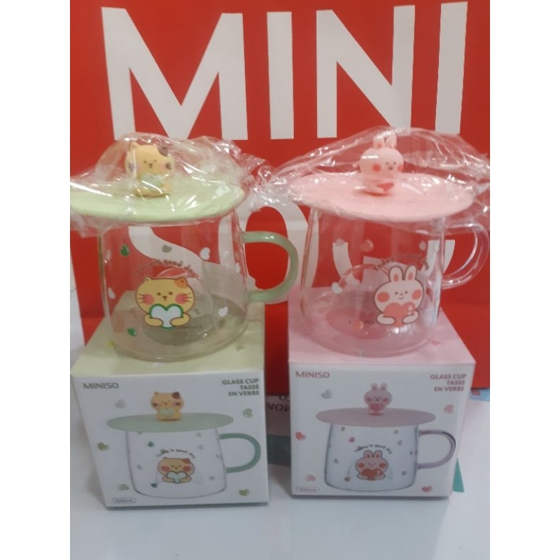 Jual MINISO GLASS CUP SERIES CARTOON WITH HANDLE 300ML | Shopee Indonesia