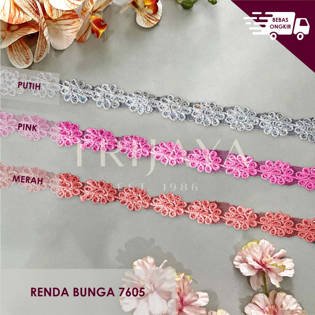 Jual Sinergi Jaya Renda Bunga 7605 (Per Meter) | Shopee Indonesia