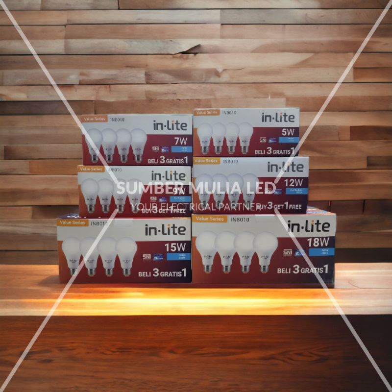 Jual IN-LITE VALUE LAMPU LED PAKET (BELI 3 GRATIS 1 ) 5W 7W 9W 12W 15W ...