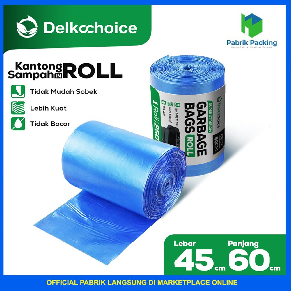 Jual Kantong Plastik Sampah Roll Biru Jumbo Trash Bag Delkochoice 45x60cm | Shopee Indonesia