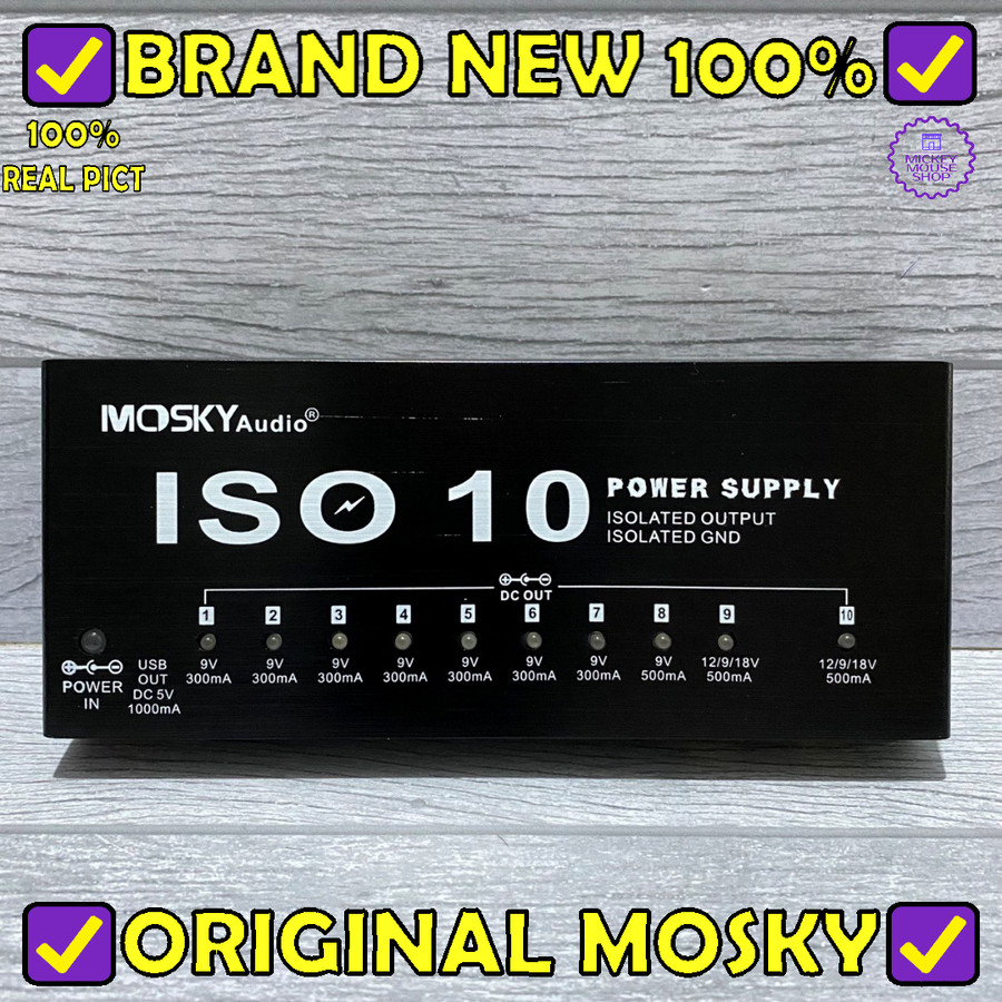 Jual Mosky ISO-10 Isolated Power Supply Efek Gitar PSU Pedal Board ...