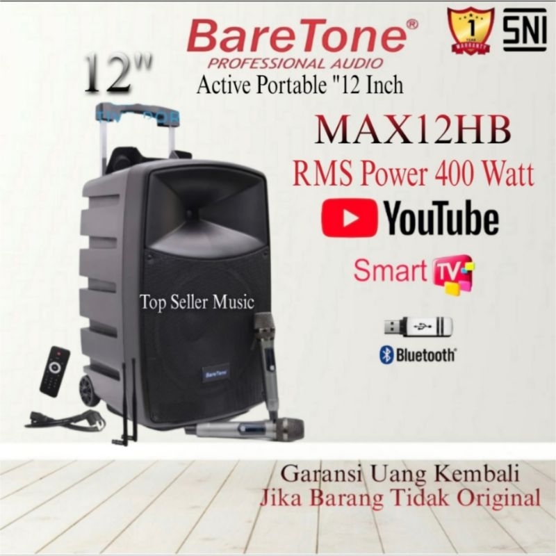 Jual SPEAKER PORTABLE BARETONE MAX12HB MAX12 HB ORIGINAL 12 INCH BLUETOOTH-TWS | Shopee Indonesia