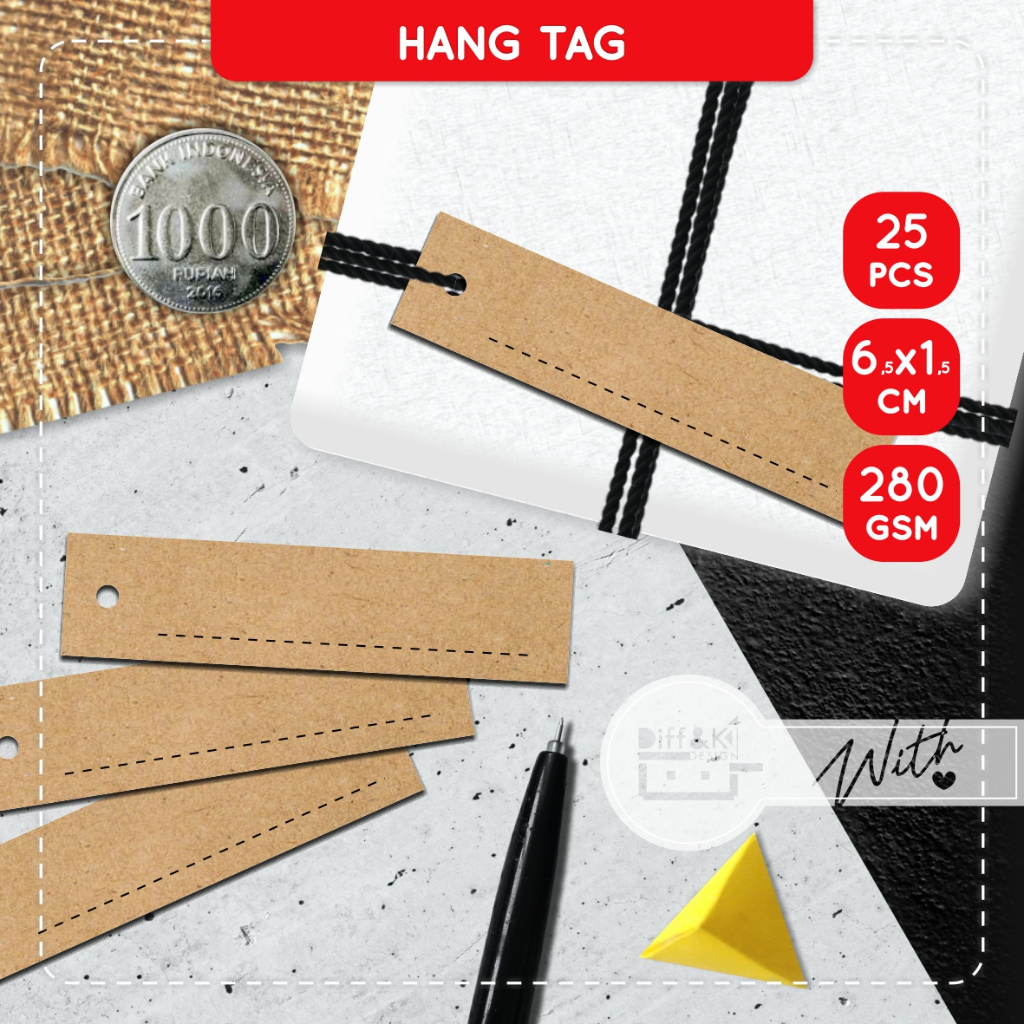 Jual Label Hang Tag Polos Persegi Panjang KRAFT Rustic Vintage Coklat ...