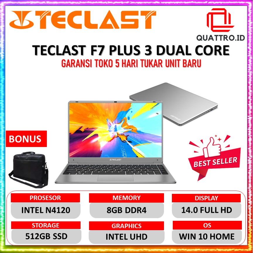 Jual TECLAST F7 PLUS 3 Intel Quad Core N4120 Ram 8GB ssd 512GB Win10 ...