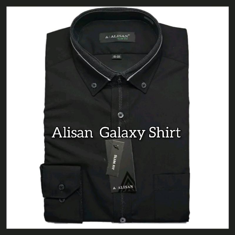 Jual Kemeja Alisan Slim Fit Model List Lengan Panjang Warna HITAM (100% ...