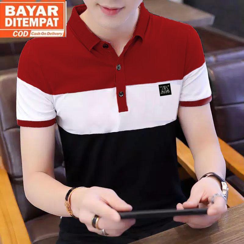 Jual Original Distro Polo Shirt Combinasi Pria kerah Sporty Formal ...