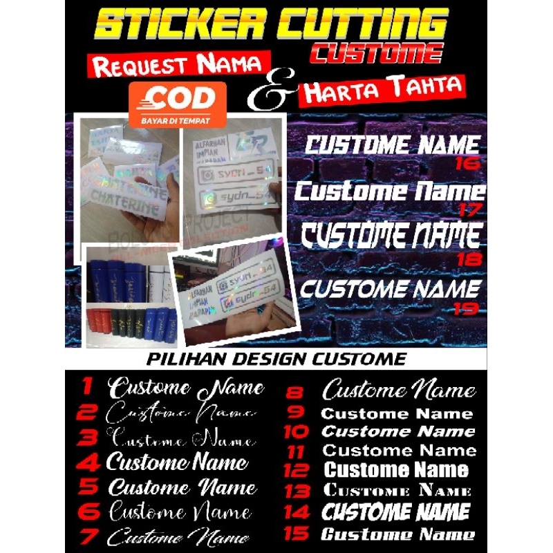Jual STICKER CUSTOME NAMA,LOGO,HARTA TAHTA MURAH TANPA MINIMAL ORDER ...