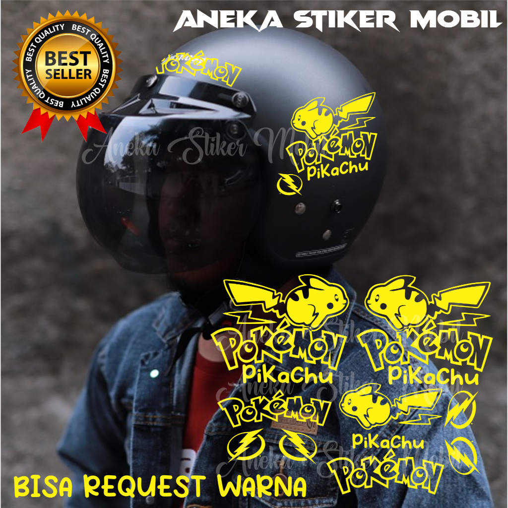 Jual Stiker Helm Model Pokemon Pikachu Lucu | Shopee Indonesia