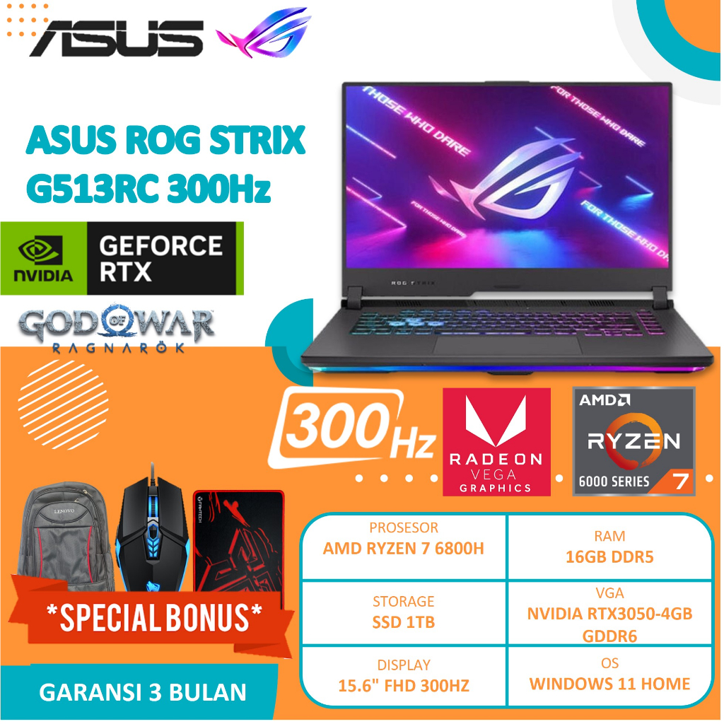 Jual Asus ROG STRIX G15 G513RC Ryzen 7 6800H Rtx 3050 RGB Grey LIKE NEW ...