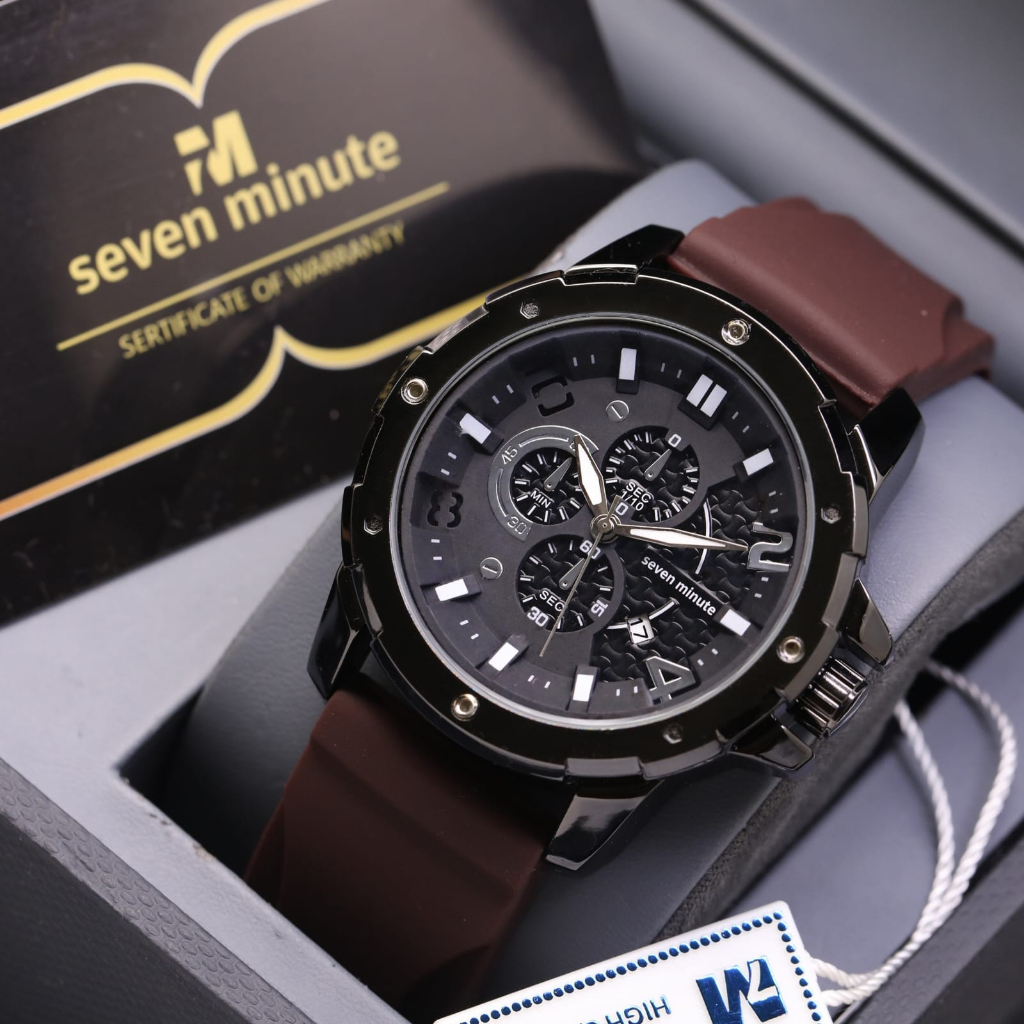 Jual Jam Tangan Pria Rubber Premium Seven Minute M729 Tanggal Aktif Free Box dan Baterai ...