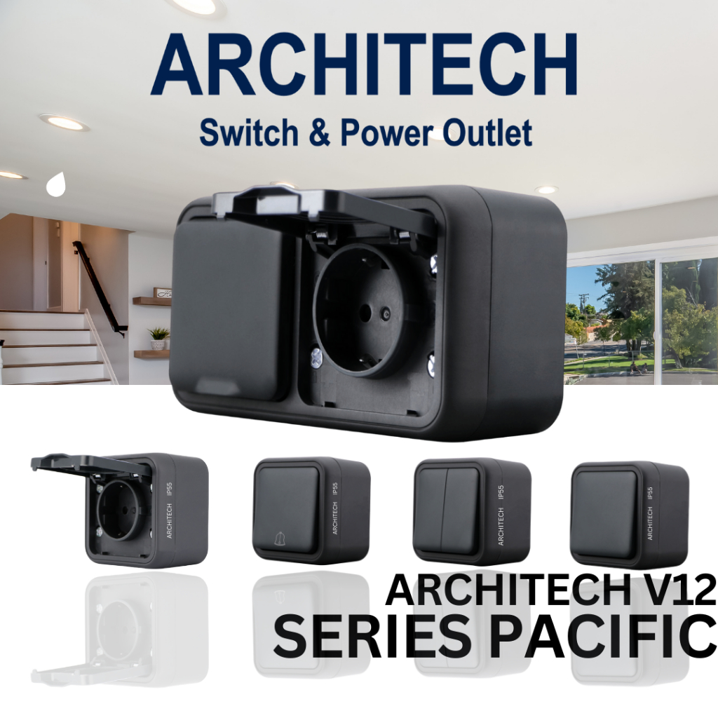 Jual ARCHITECH SAKLAR WARTERPROOF V12 BLACK SERIES STOP KONTAK OUTDOOR ...