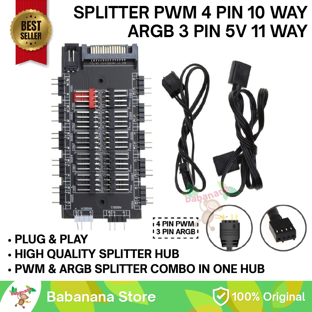Jual 1 TO 10 PWM 4 PIN ARGB 3 PIN 5V COMBO SPLITTER FAN 4PIN HUB EXTENSION | Shopee Indonesia