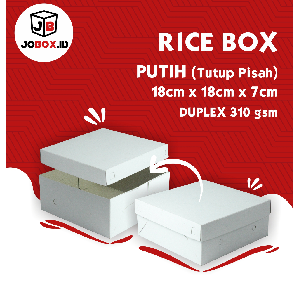 Jual Kotak Nasi 18x18x7 cm tutup pisah/ Kotak Nasi Putih / Nasi Kotak ...