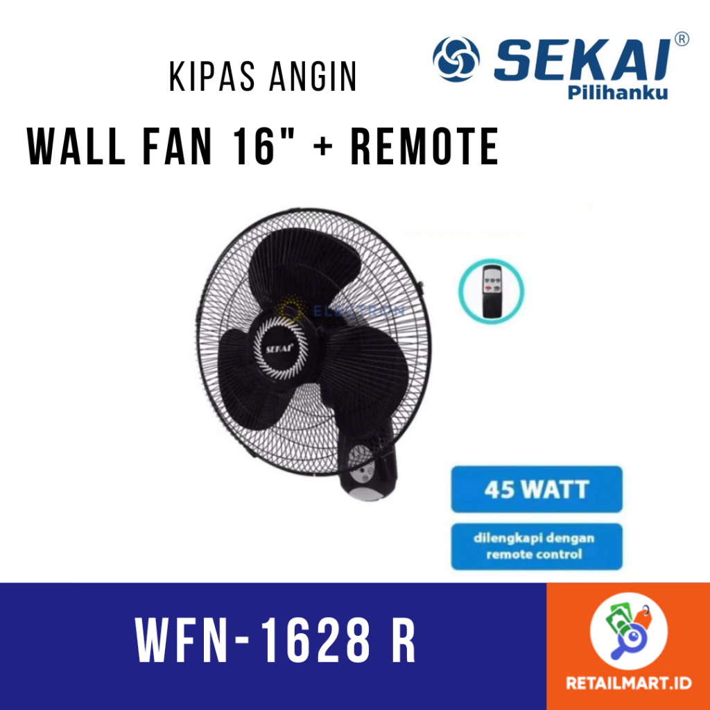 Jual SEKAI: WFN-1628 R WALL FAN 16 INCH + REMOTE | Shopee Indonesia