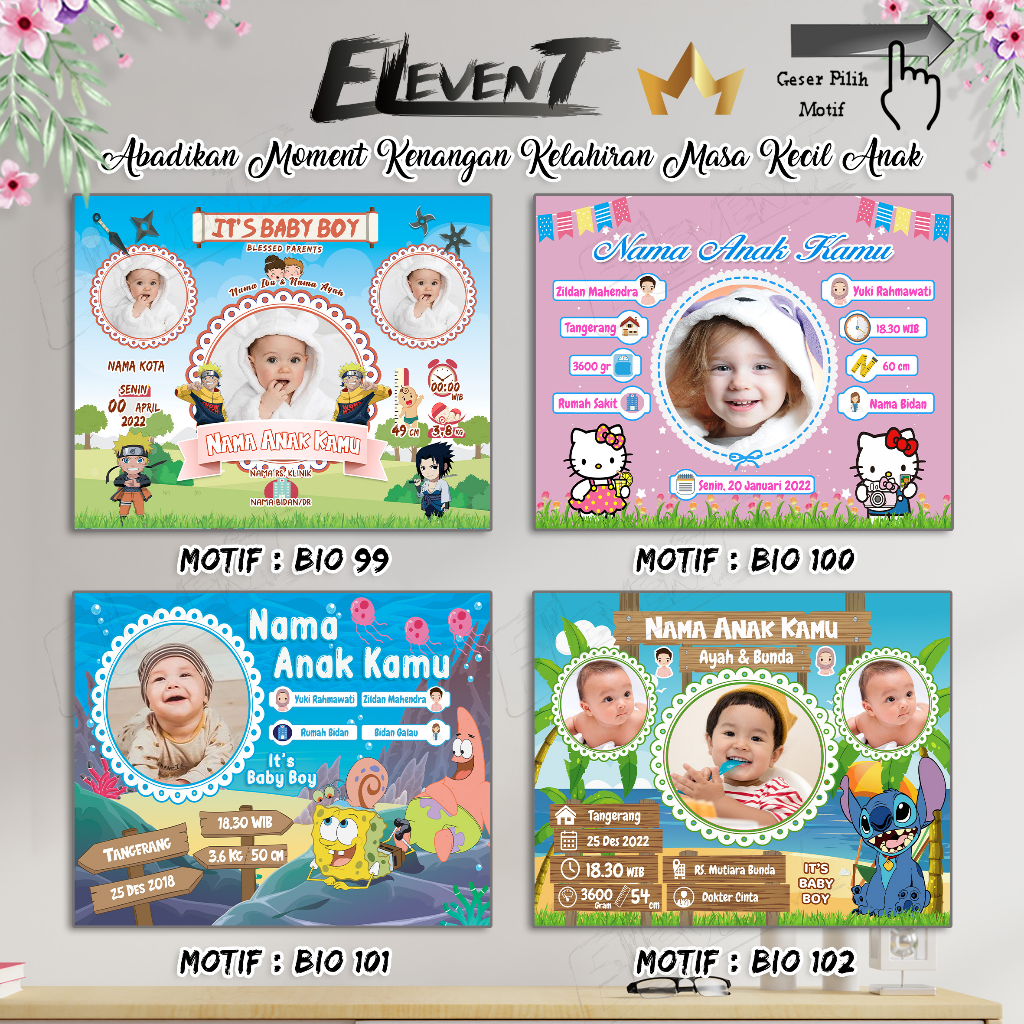 Jual Bikin Biodata Bayi Kayu 30x40cm Foto Gantung Hiasan Dinding ...