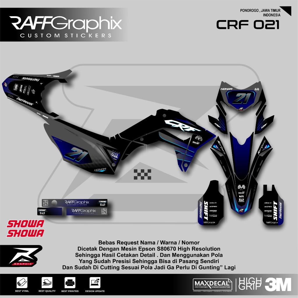 Jual STICKER CRF /DECAL CRF 150 CUSTOM FULL BODY / DECAL CRF HITAM ABU ...