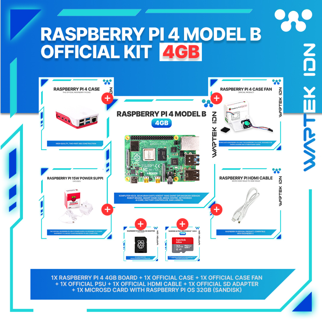 Jual Raspberry Pi 4 Model B RAM 4GB Official Kit | Shopee Indonesia