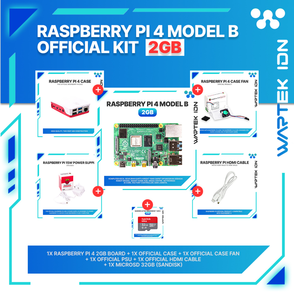 Jual Raspberry Pi 4 Model B RAM 2GB Official Kit | Shopee Indonesia