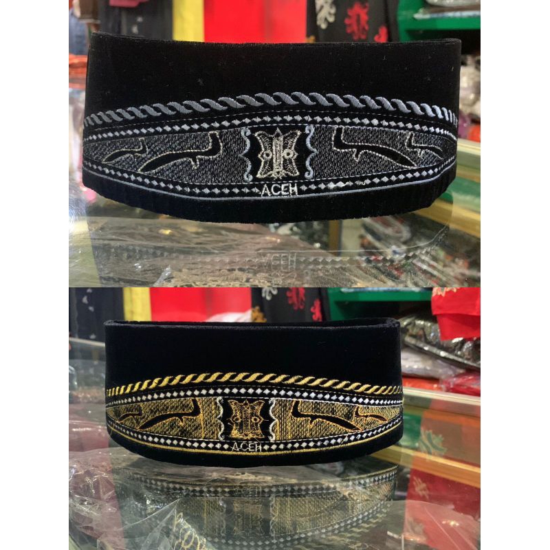 Jual Peci bordiran motif khas aceh bahan beludru / kopiah bordir khas ...