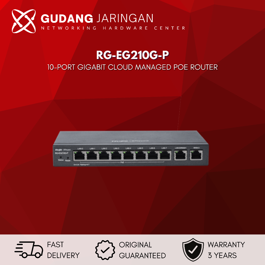 Jual RUIJIE REYEE RG-EG210G-P-V3 10 Port Gigabit Cloud Managed PoE ...
