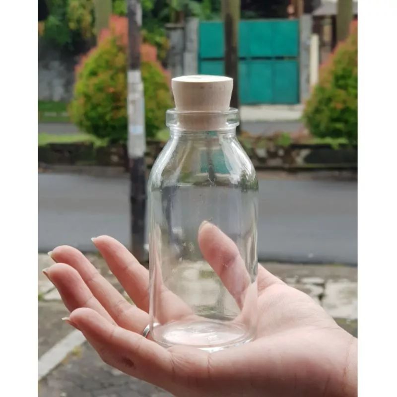 Jual botol kaca tutup kayu botol souvenir botol aksesoris 100 ml/1pcs ...