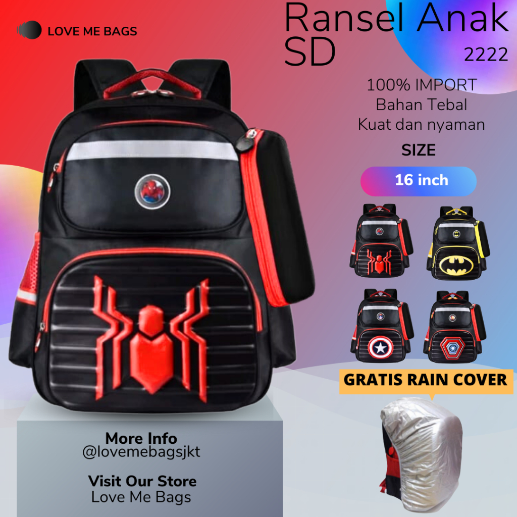 Jual LMB Tas Sekolah Anak Laki SD Import Bahan Nilon Gambar Bagian Depan Timbul 6D Karakter ...