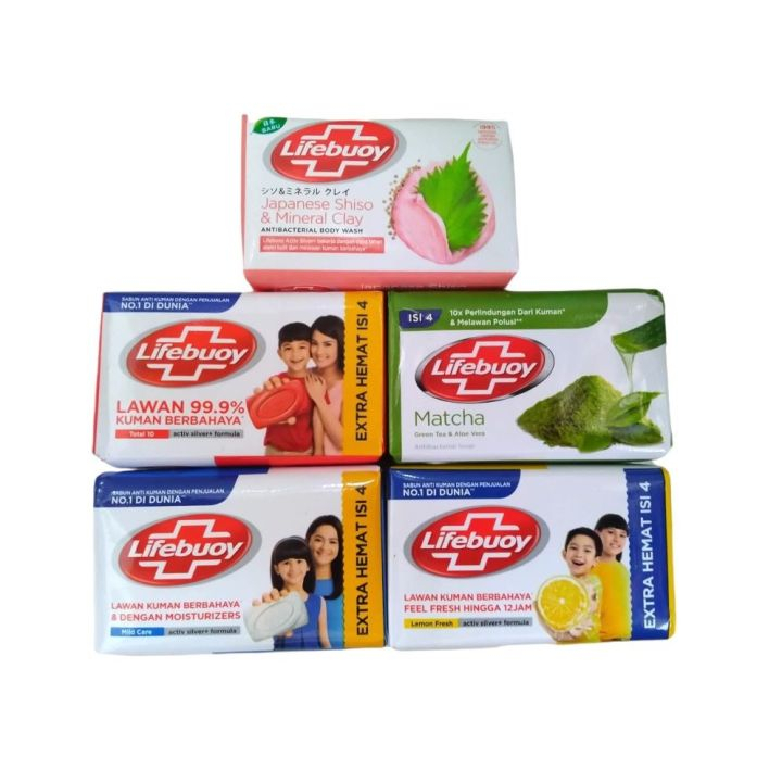 Jual Lifebuoy Sabun Batang isi 4pax / Merah Total 100gr / Putih Mild ...