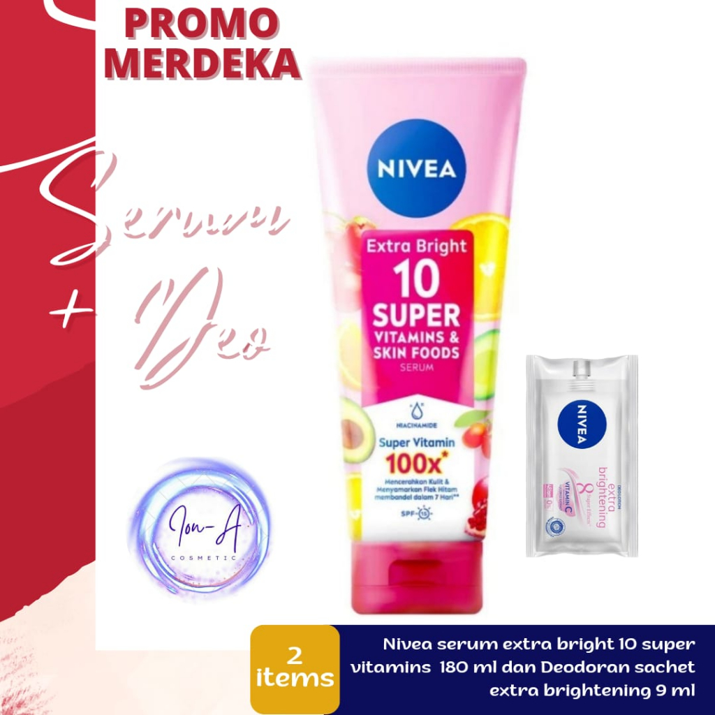 Jual BODY LOTION NIVEA Extra Bright 10 Super Vitamins Skin Food Serum ...