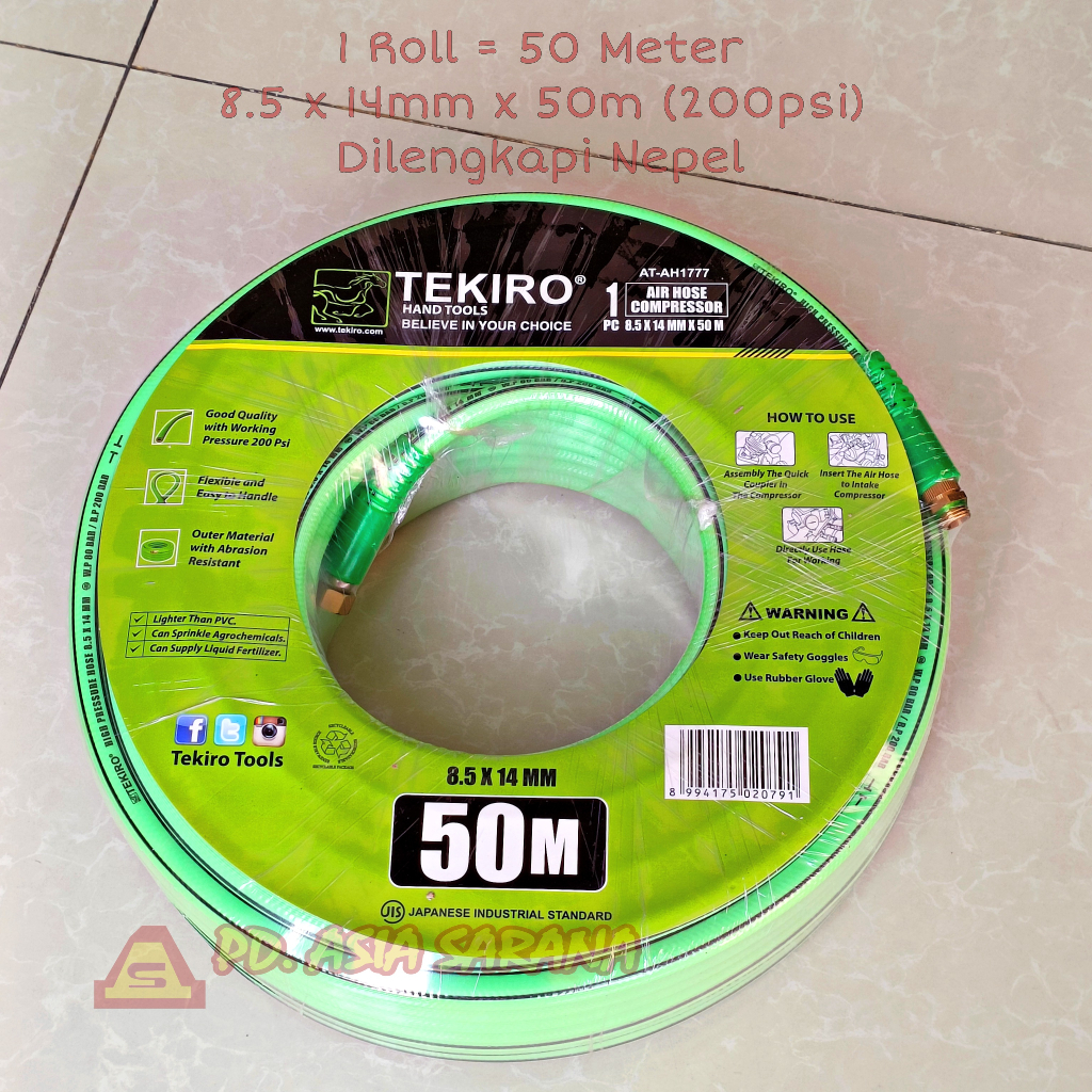 Jual Selang Kompresor 50m TEKIRO AT-AH1777 Tekanan Tinggi Angin Air Hose Meter | Shopee Indonesia
