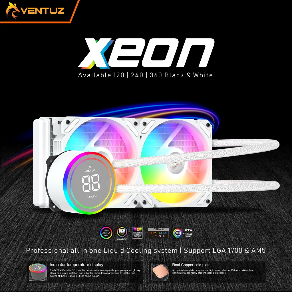 Jual VENTUZ XEON CHROMA TEMP 1700 ARGB 240 - WHITE - BLACK | Shopee ...