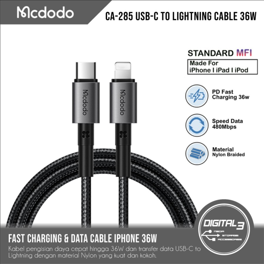Jual Mcdodo CA-285 Prims Kabel Data USB-C to Lightning Iphone Kabel 36W PD | Shopee Indonesia