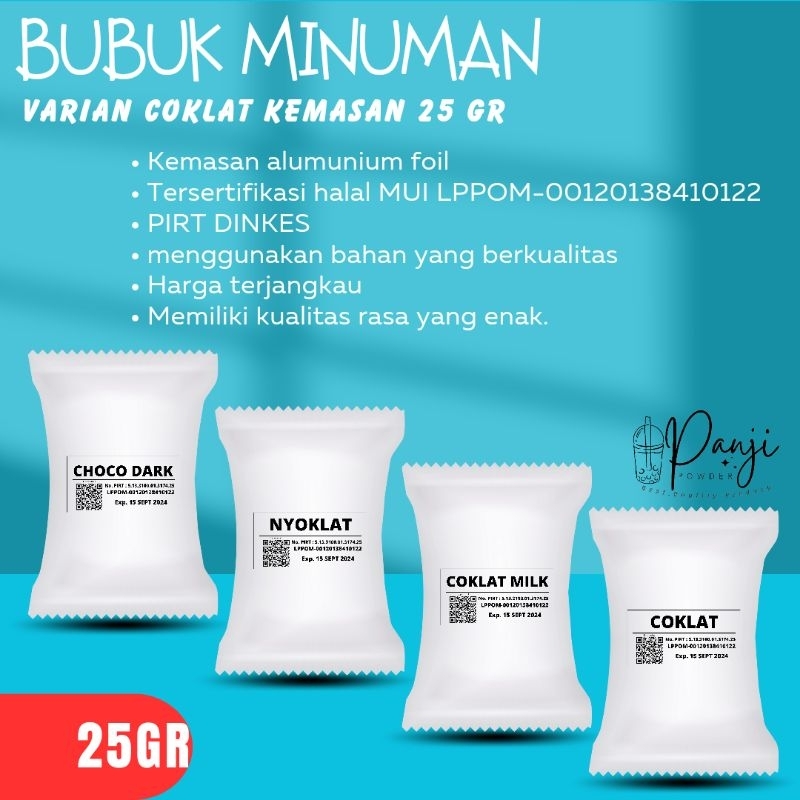 Jual bubuk minuman rasa coklat 25gr serbuk minuman aneka rasa coklat ...