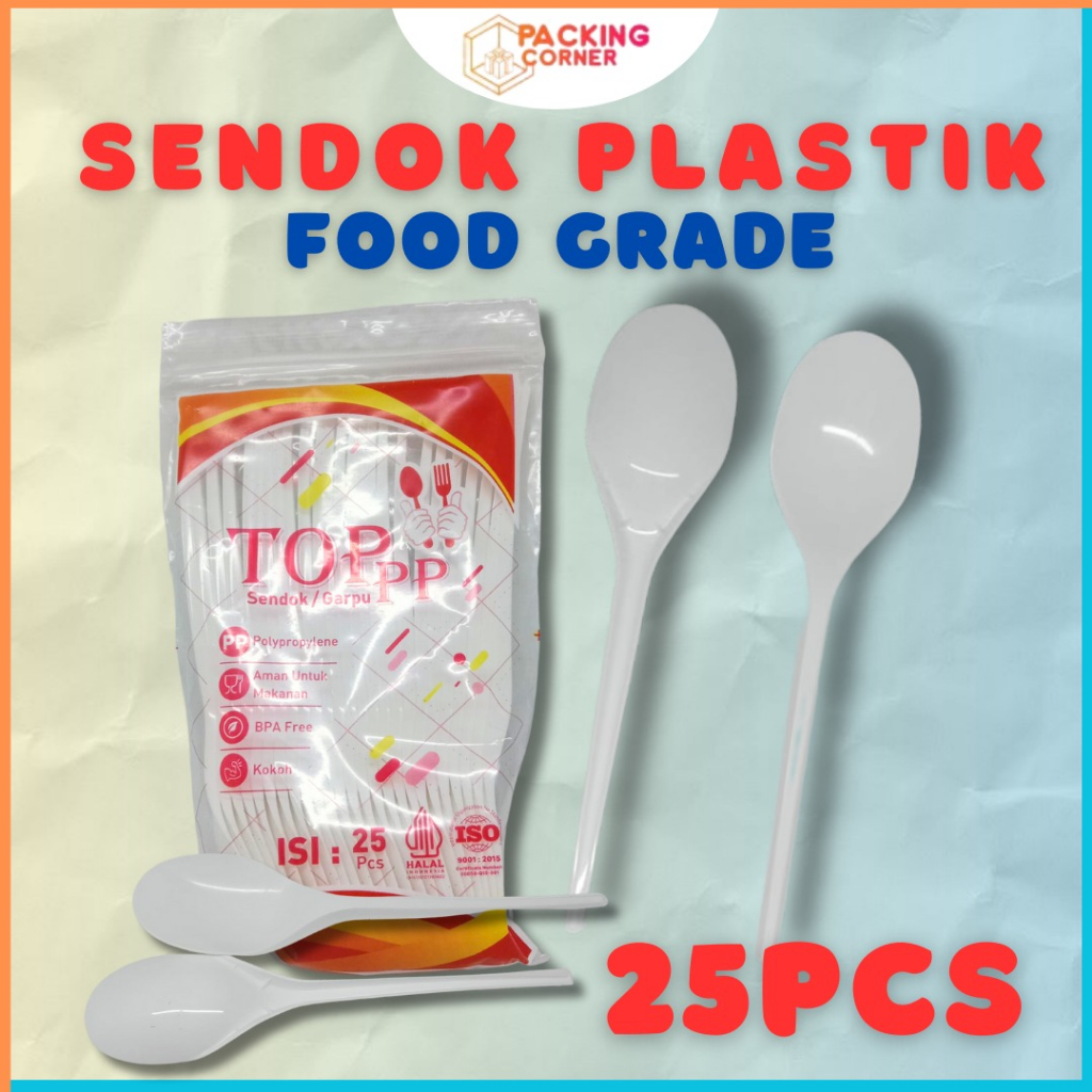 Jual Sendok Makan Plastik Putih Susu Panjang Isi 25 Pcs Spoon Three ...