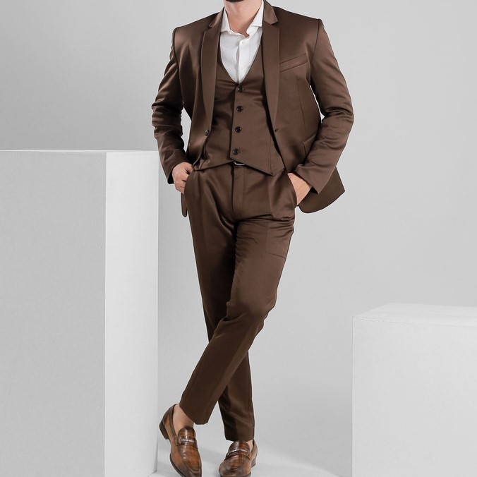 Jual 3 In 1 Set Jas Formal Pria Tuxedo Warna Coklat Cokelat Setelan ...