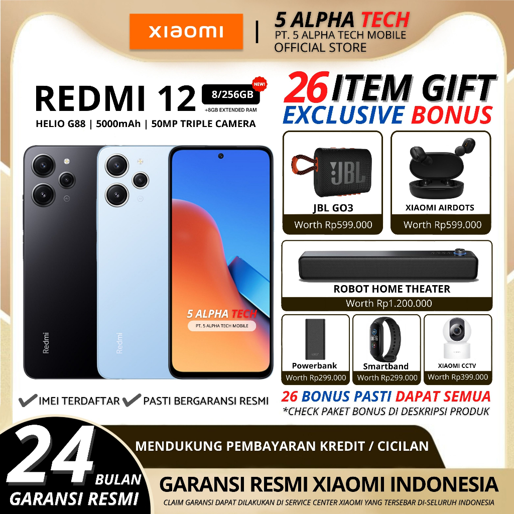 Jual XIAOMI Redmi 12 8/256GB 8/128GB Garansi Resmi Xiaomi | Shopee ...