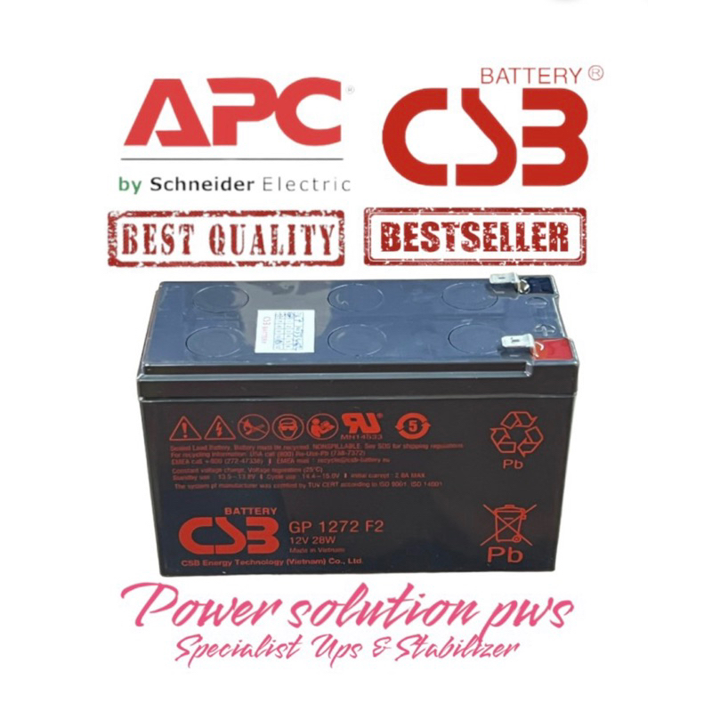 Jual Baterai Original bawaan UPS APC. CSB GP1272 F2 12V 28W / 12V 7.2Ah | Shopee Indonesia