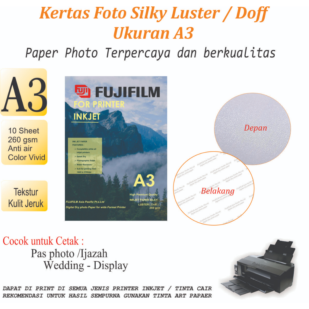 Jual Kertas Foto Fujifilm A3 Silky Doff | Shopee Indonesia