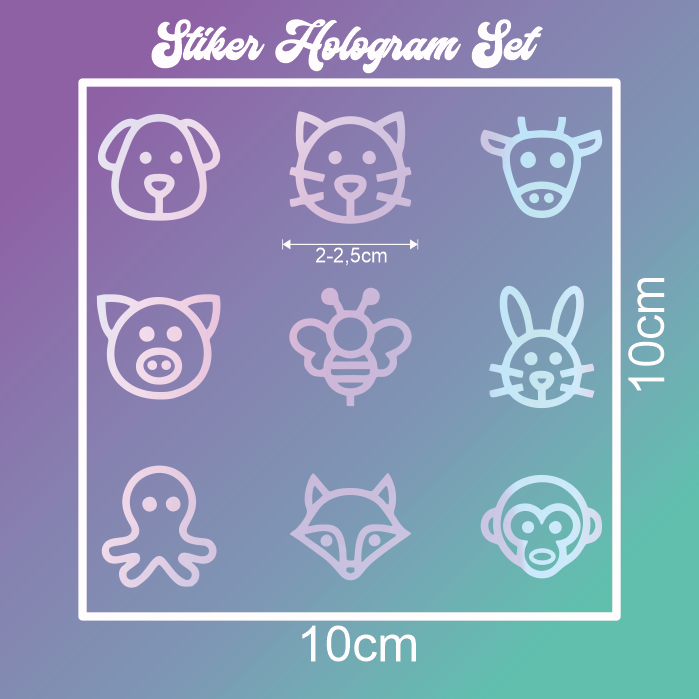 Jual Stiker Hologram Icon Simbol Lucu Hewan dan Bintang Cutting Sticker ...